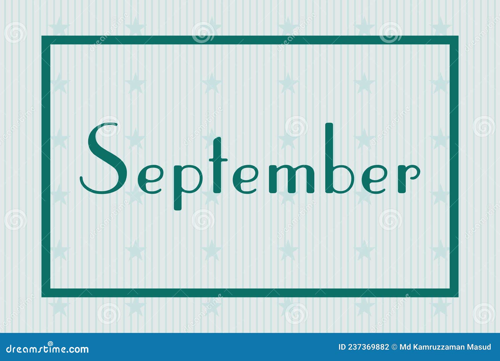 September in Frame on White Background with Stars Pattern Design Stock ...