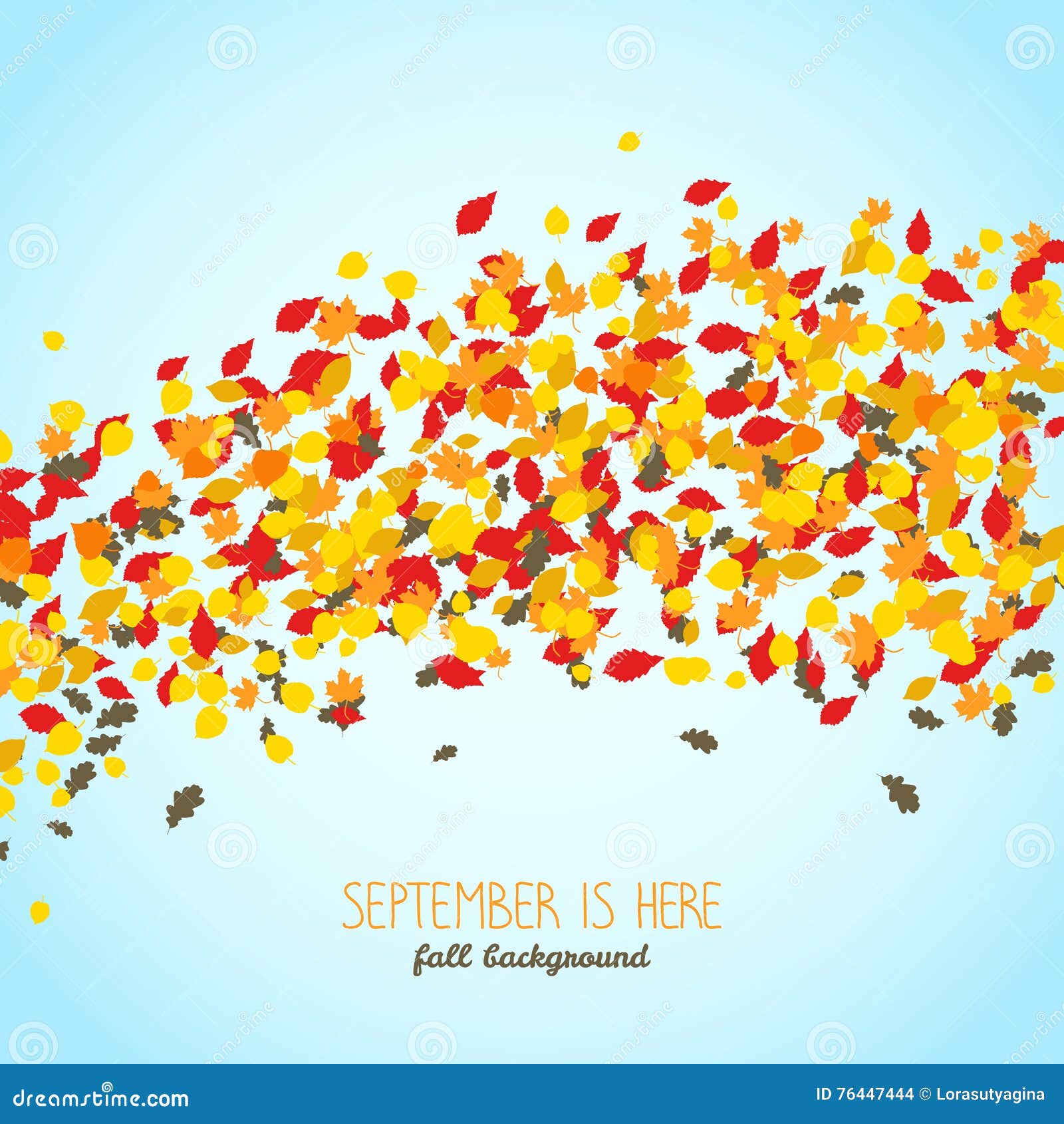 September is Here. Frame. Wave Made from Leaves. Stock Vector ...