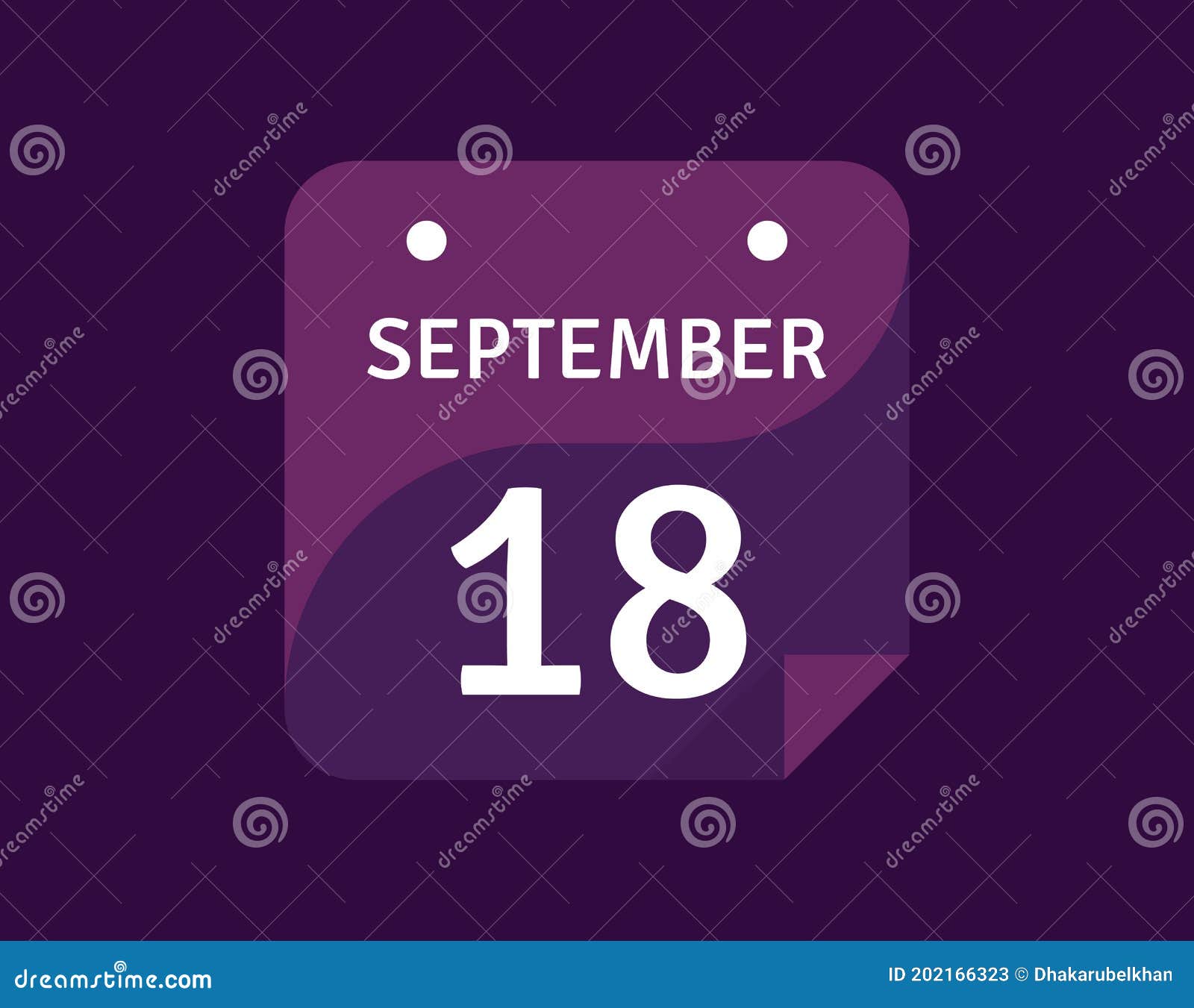 18 September, September 18 Icon Single Day Calendar Vector Illustration ...