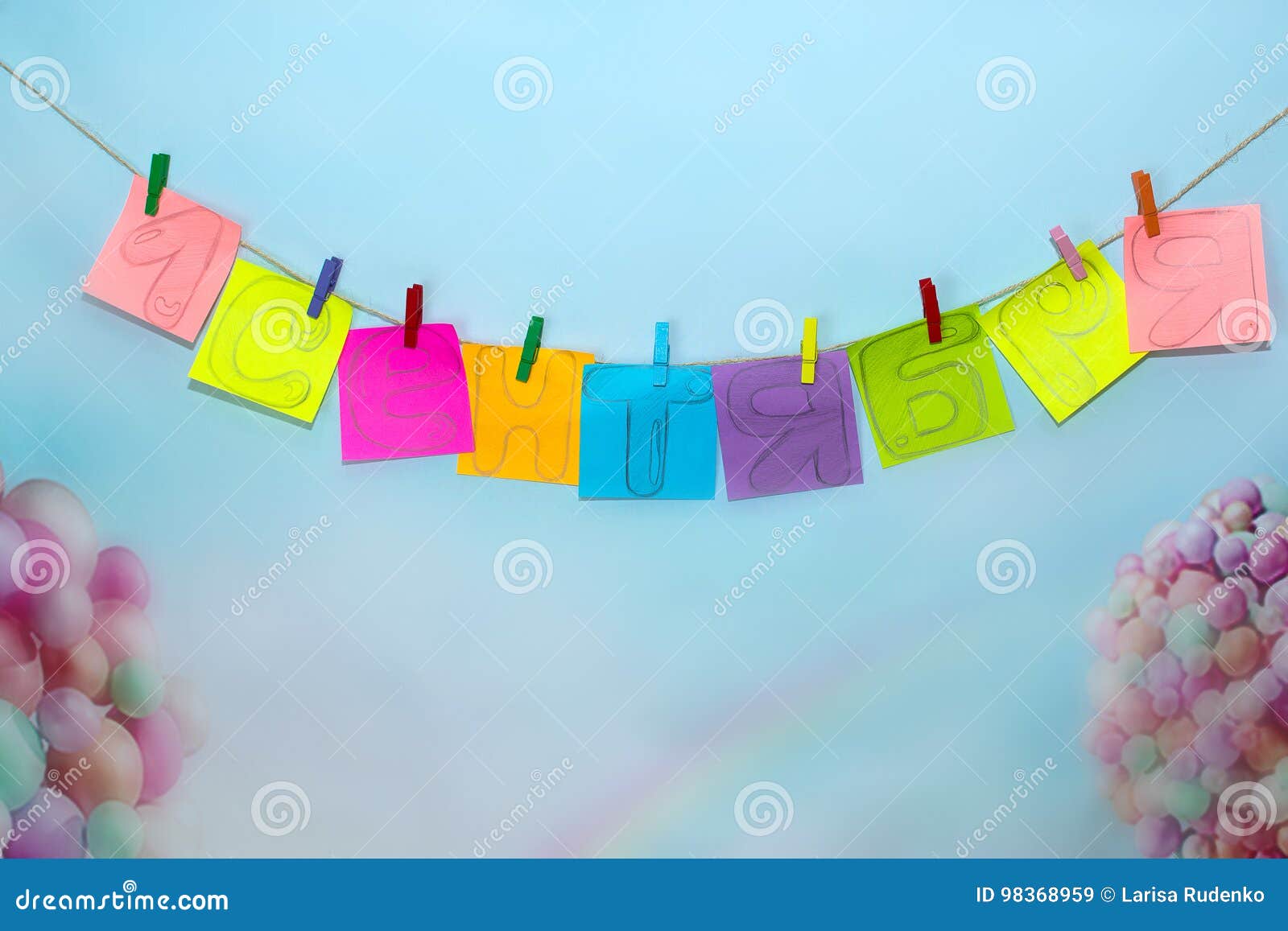 Stickers On A Blue Background. Pink Stickers With Question Marks. In ...