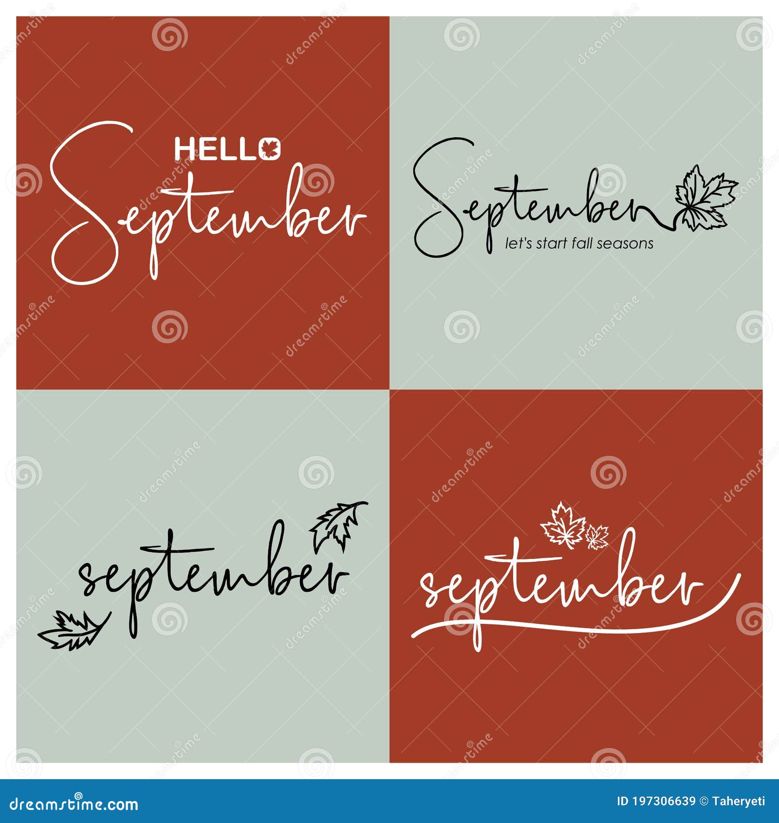 September Lettering Various Type Autum Season Stock Vector ...