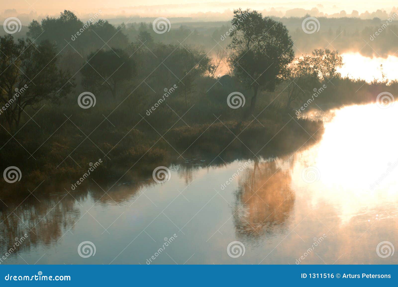 September Mist Over Lake Islan Stock Photo - Image of water, reflection ...