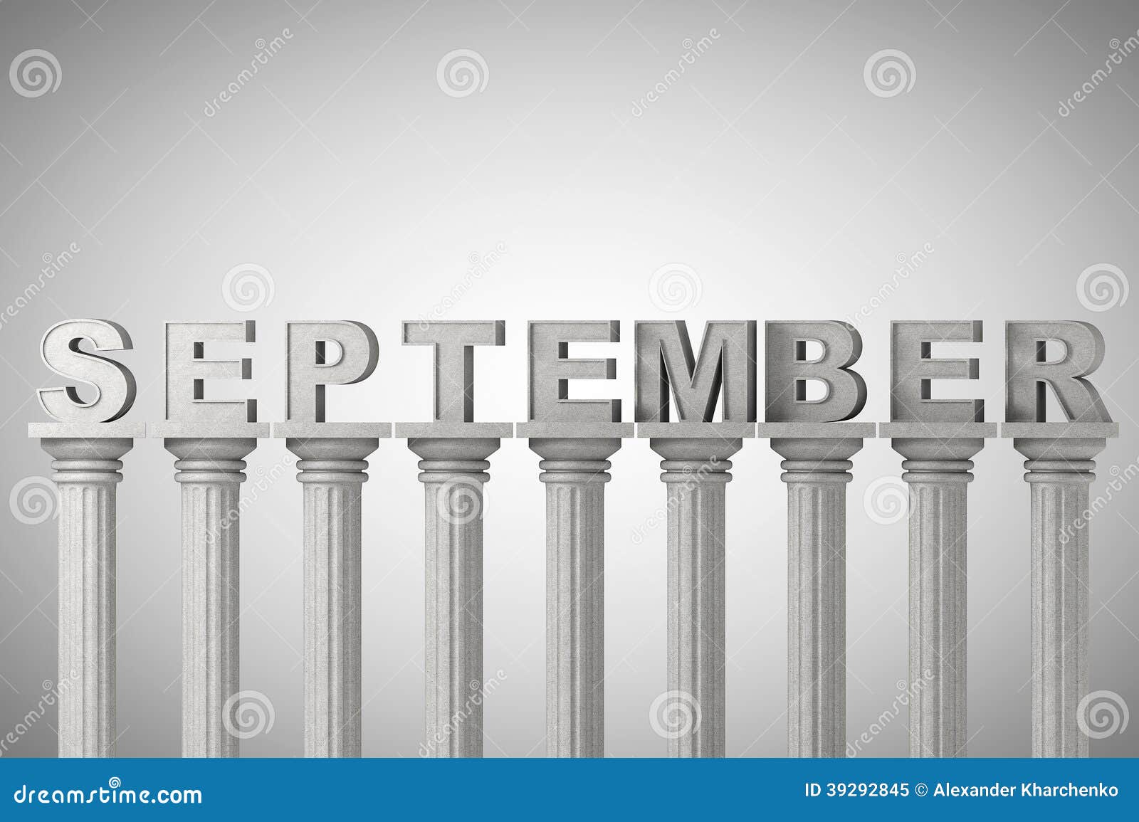 September Month Sign on a Classic Columns Stock Illustration ...