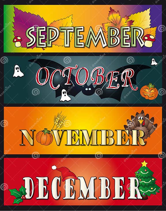 September October November December Stock Illustration - Illustration ...