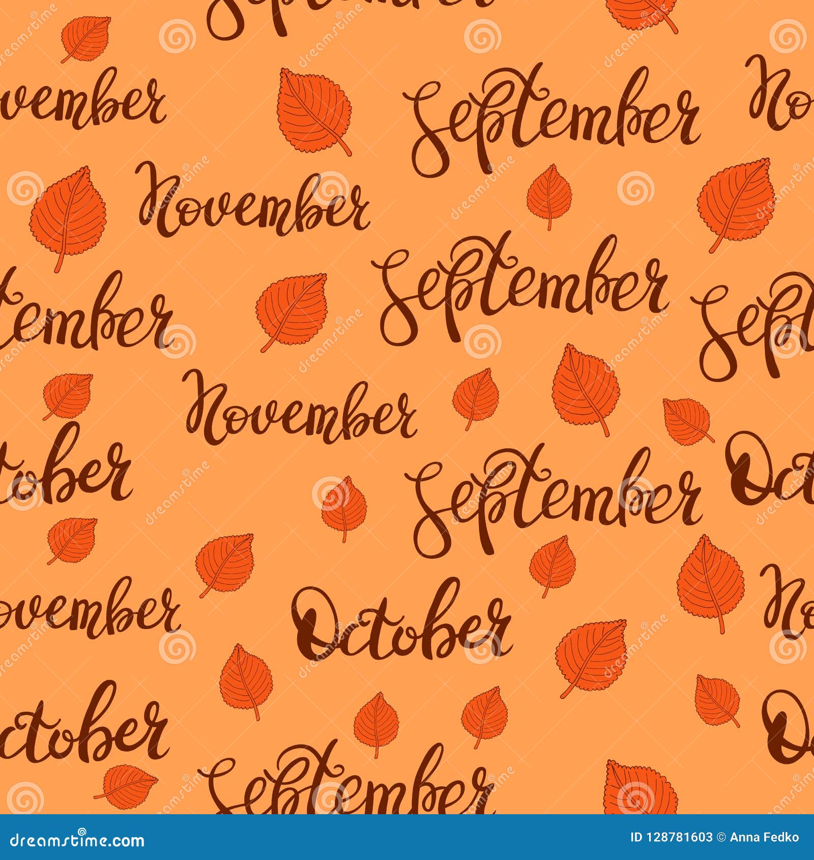 September, October and November Pattern. Autumn Lettering Pattern ...