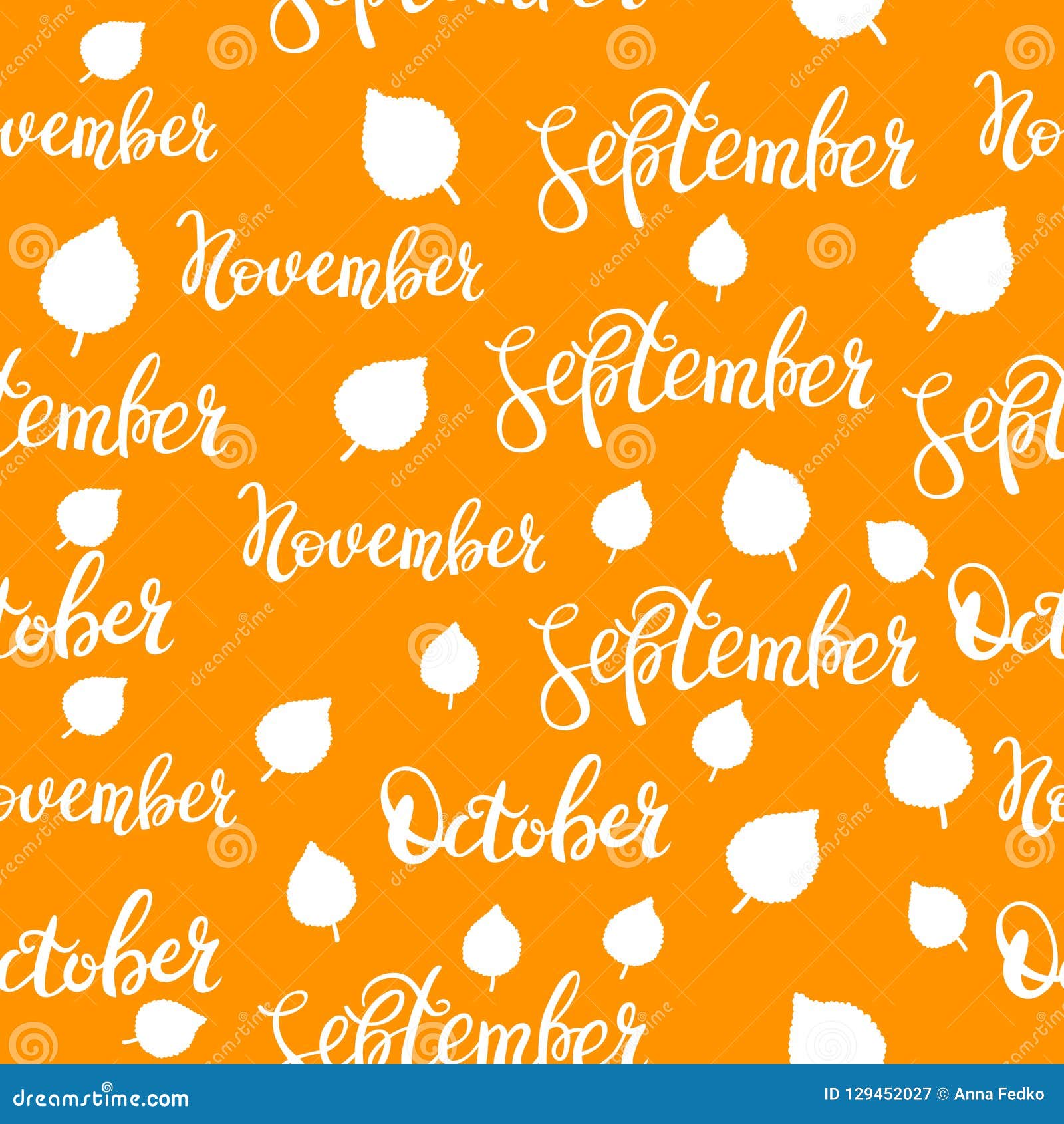 September, October and November Pattern. Autumn Lettering Pattern ...