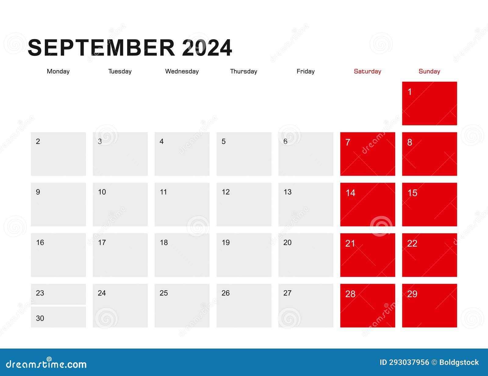 2024 September Planner Calendar Design. Week Starts from Monday Stock ...