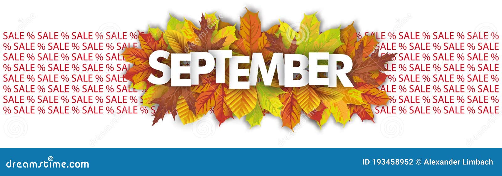 September Sale Autumn Foliage Header Stock Vector - Illustration of ...