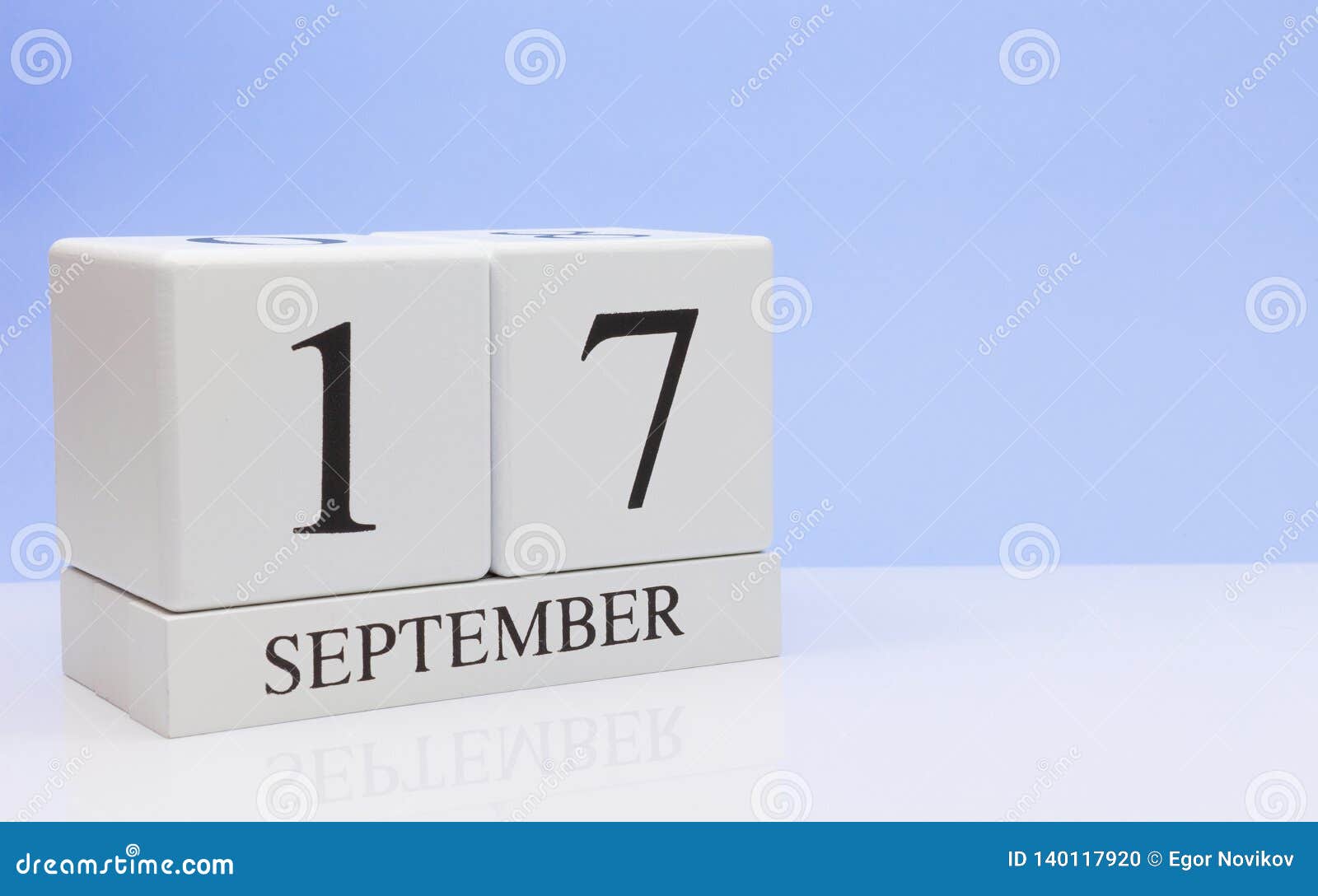 September 17st. Day 17 of Month, daily Calendar on White Table with ...