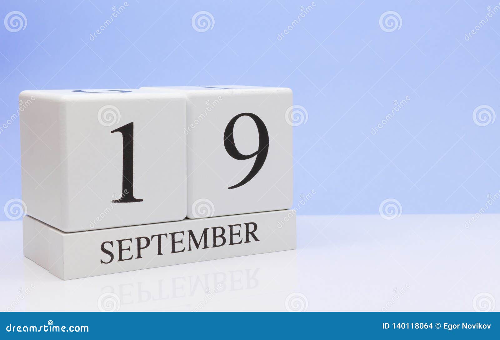 September 19st. Day 19 of Month, daily Calendar on White Table with ...