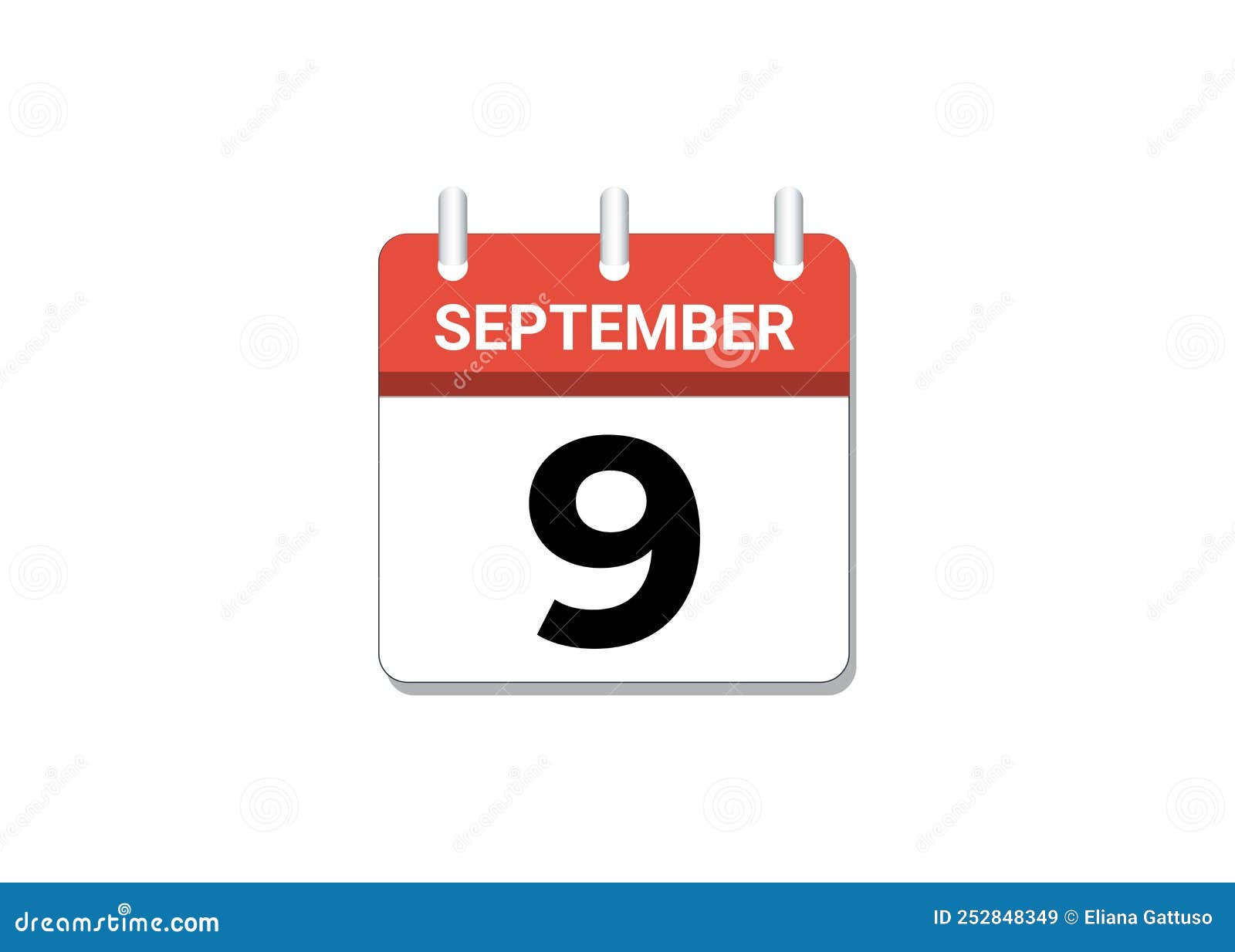 September, 9th Calendar Icon Vector, Concept of Schedule, Business and ...