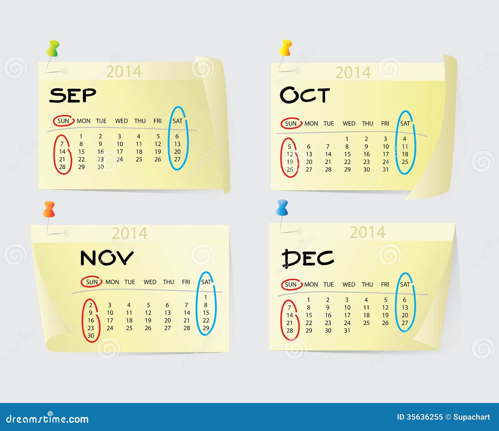 September To December Calendar 2014 Stock Illustration - Illustration ...