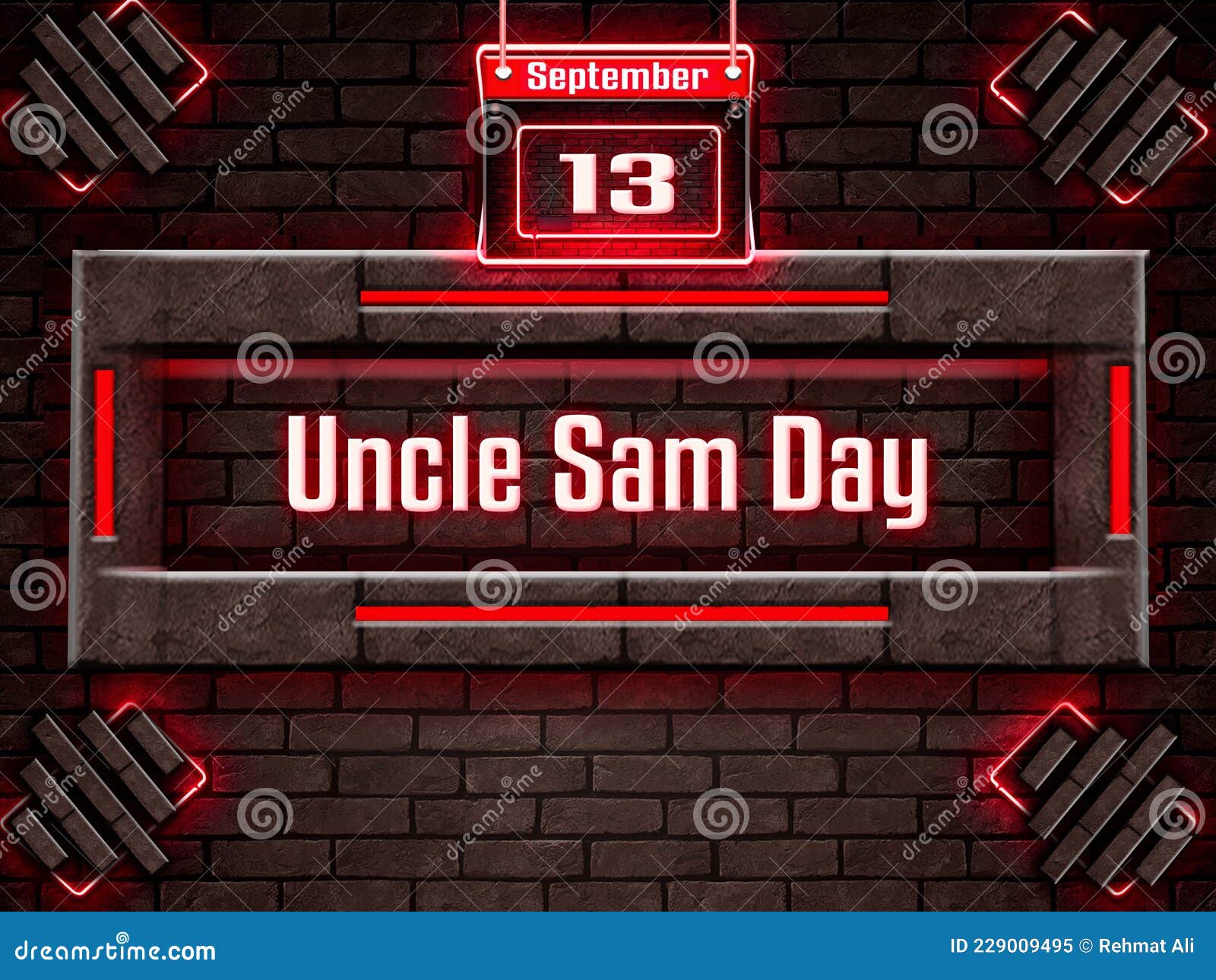 13 September, Uncle Sam Day, Neon Text Effect on Bricks Background ...