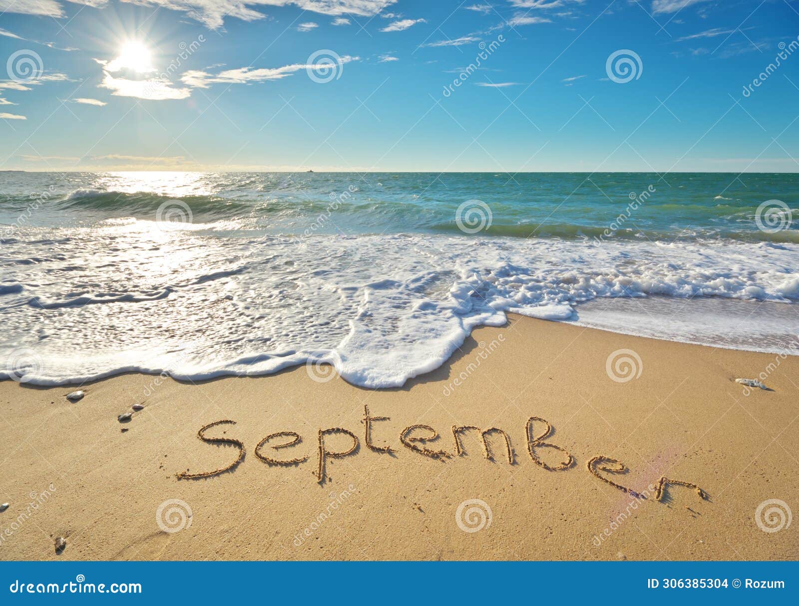 September word on sea sand stock photo. Image of vacation - 306385304