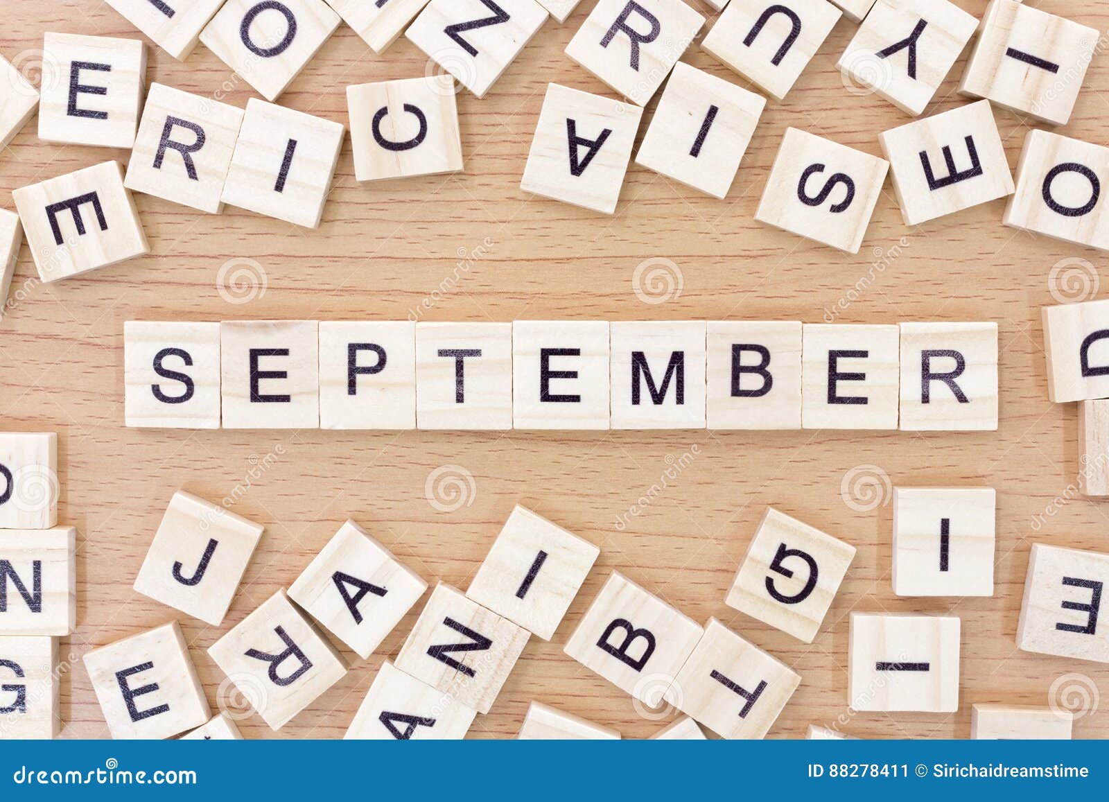 September Words with Wooden Blocks Stock Image - Image of week, object ...