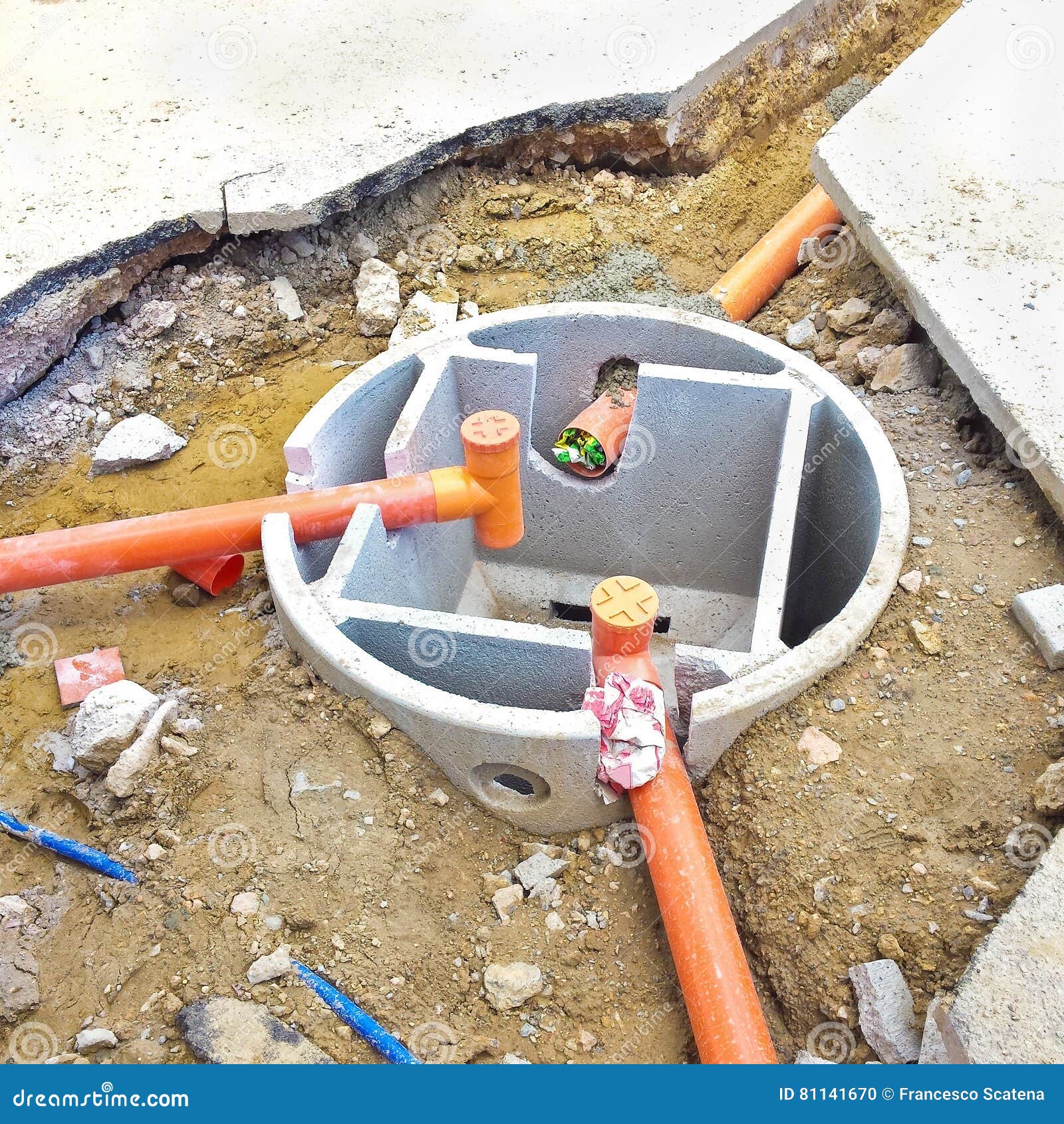 Septic Concrete Tank during Assembly in a Italian Construction Site ...