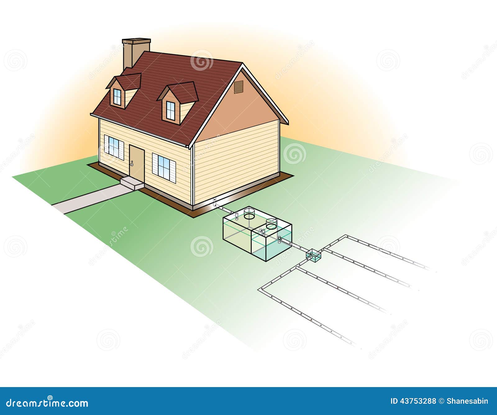 Septic System Diagram stock vector. Illustration of interior - 43753288