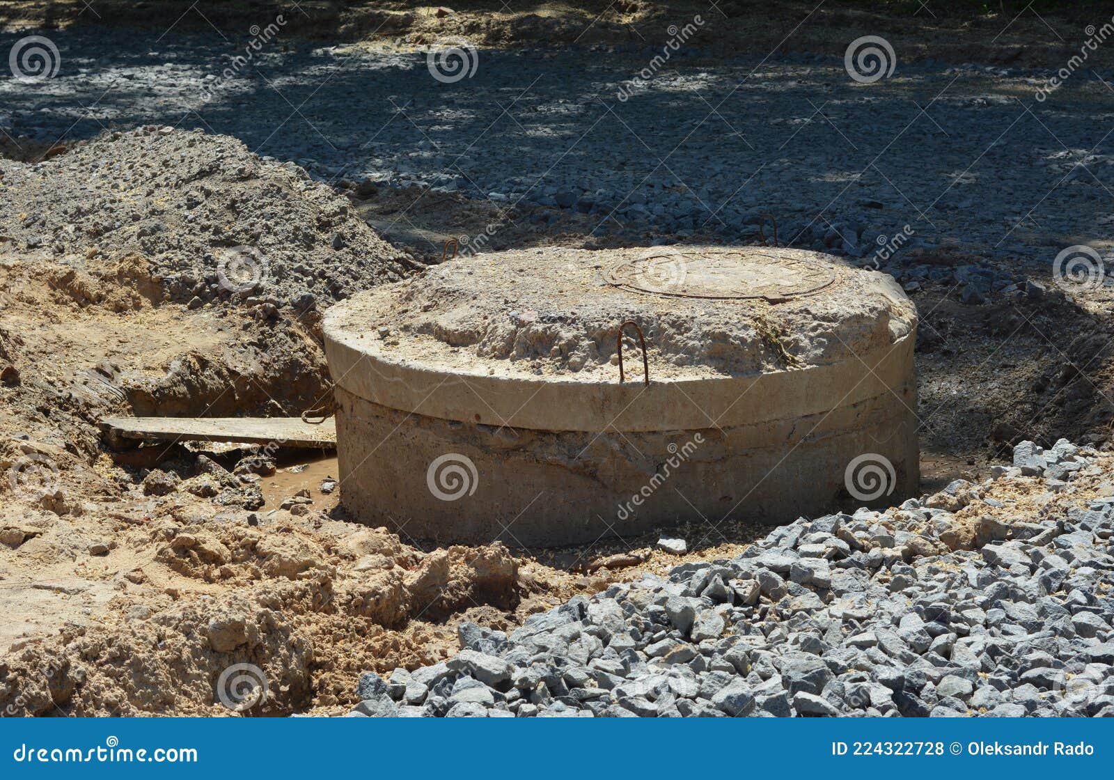 A Septic Tank of Concrete Rings Installation. the Construction of ...