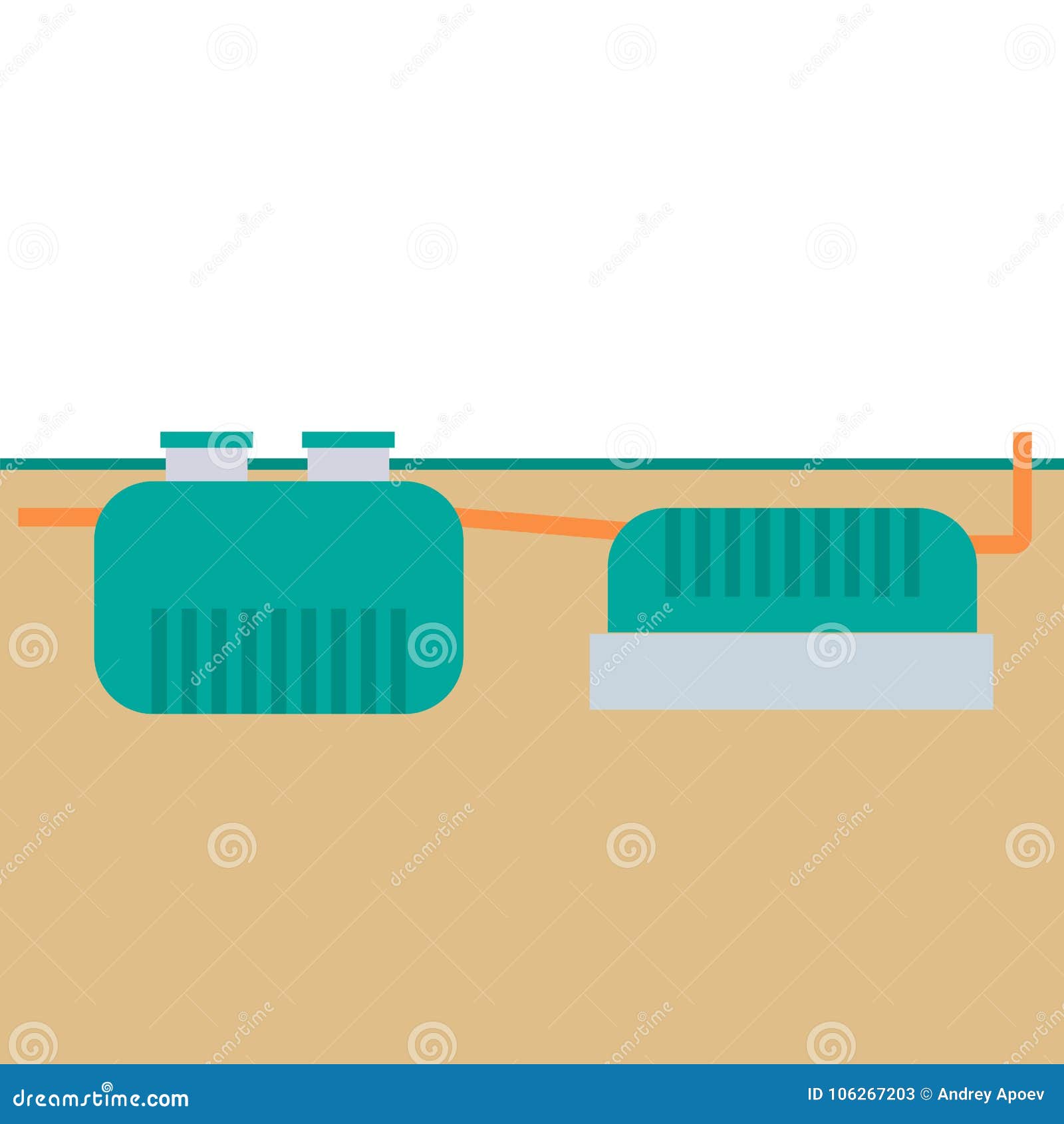 Underground Septic Tank. Collector Sewer Drain. Cartoon Vector ...