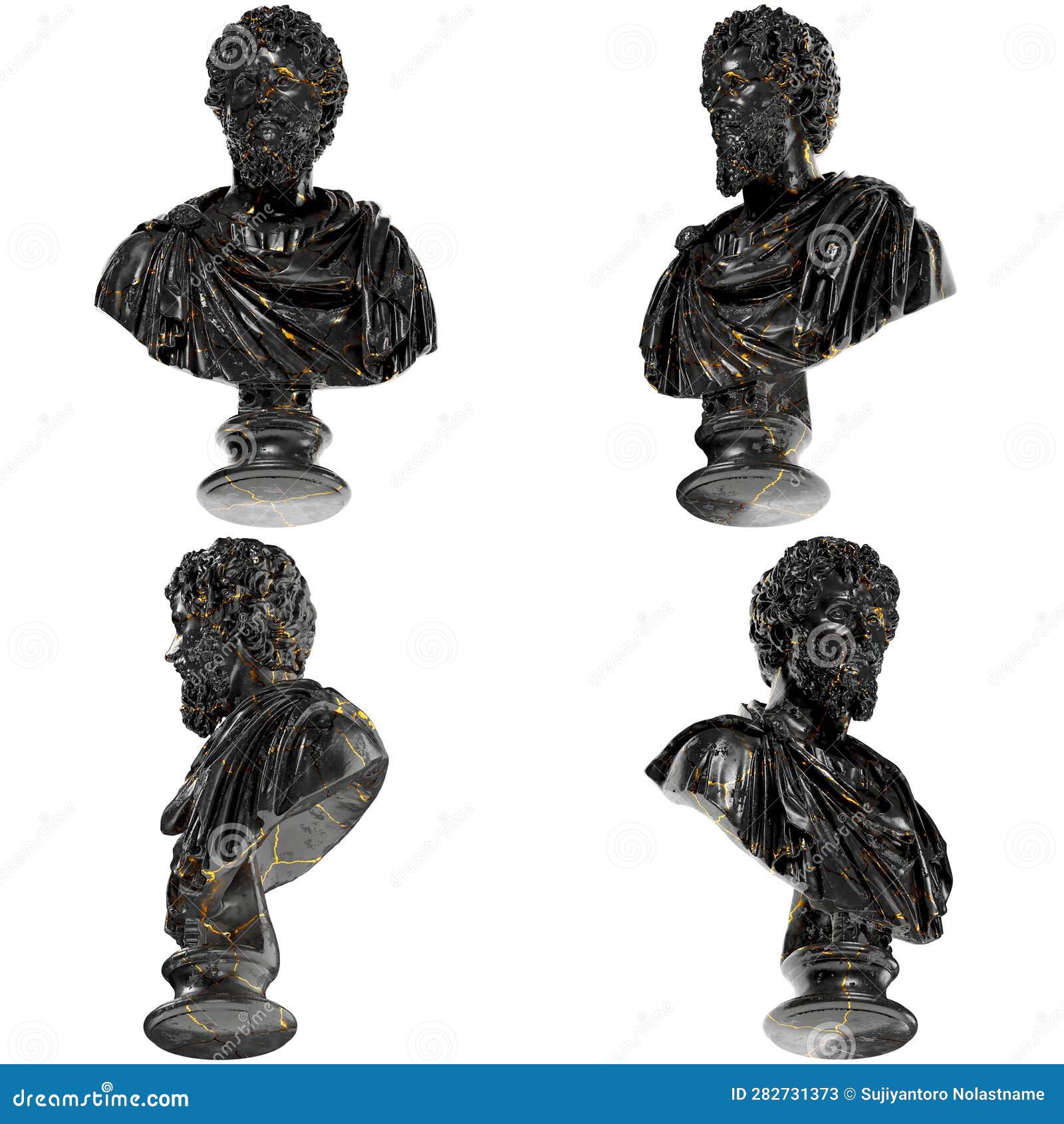 Septimius Severus Black Marble Portrait Bust Graphic Design Asset ...