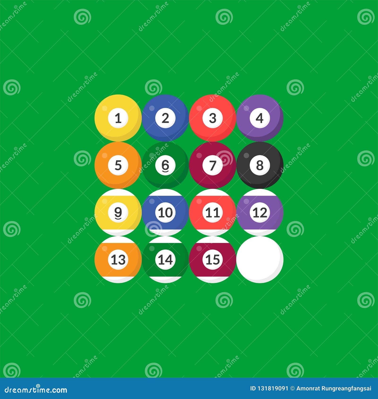 Sequence Billiard Ball Icon with Number, Flat Design Stock Vector ...