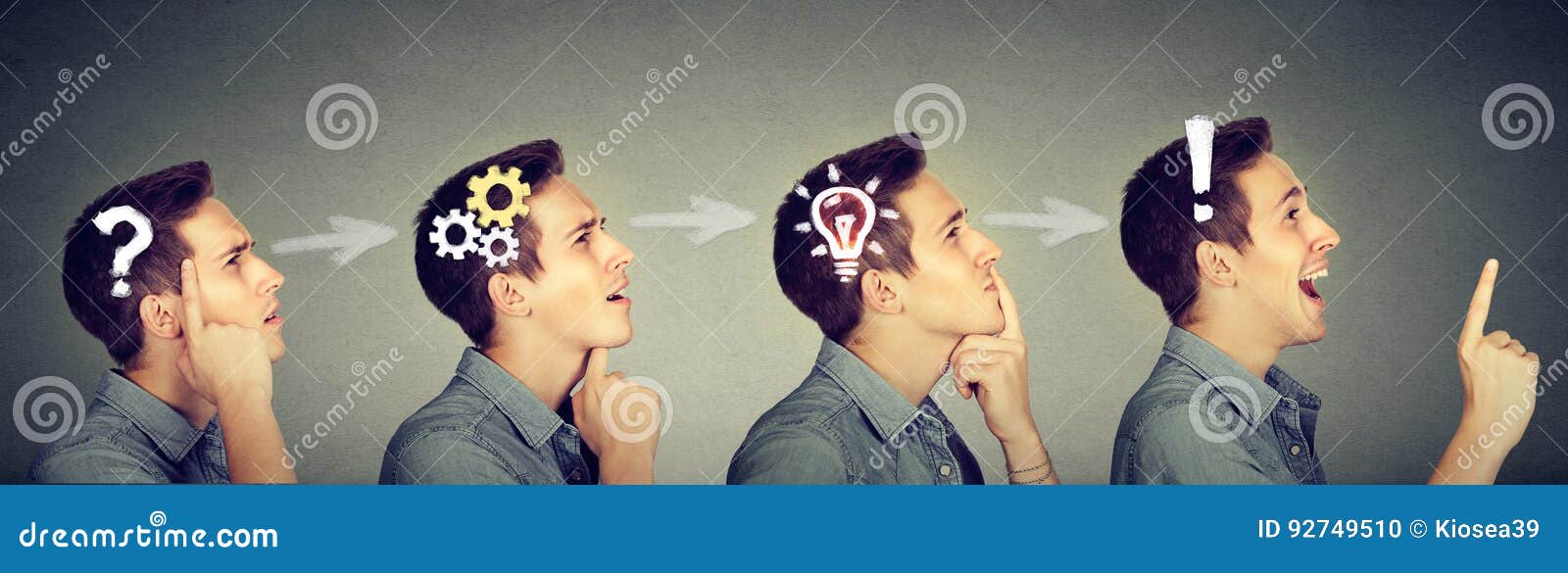 Sequence of a Man Thoughtful, Thinking, Finding Solution Stock Photo ...