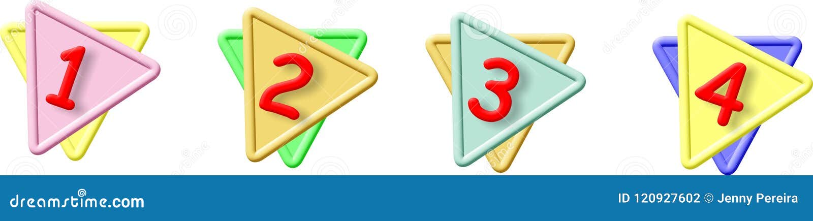 Numbers from One To Four, on Colored Triangles Stock Vector ...