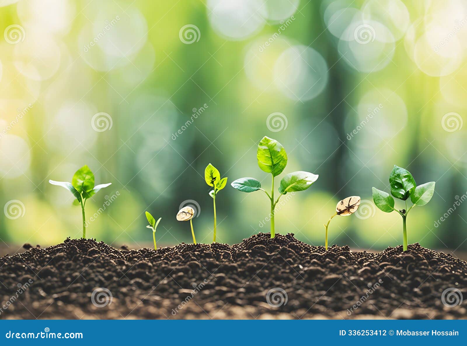 Sequence of Seeds Growing into Trees in Various Stages, Growth, Nature ...