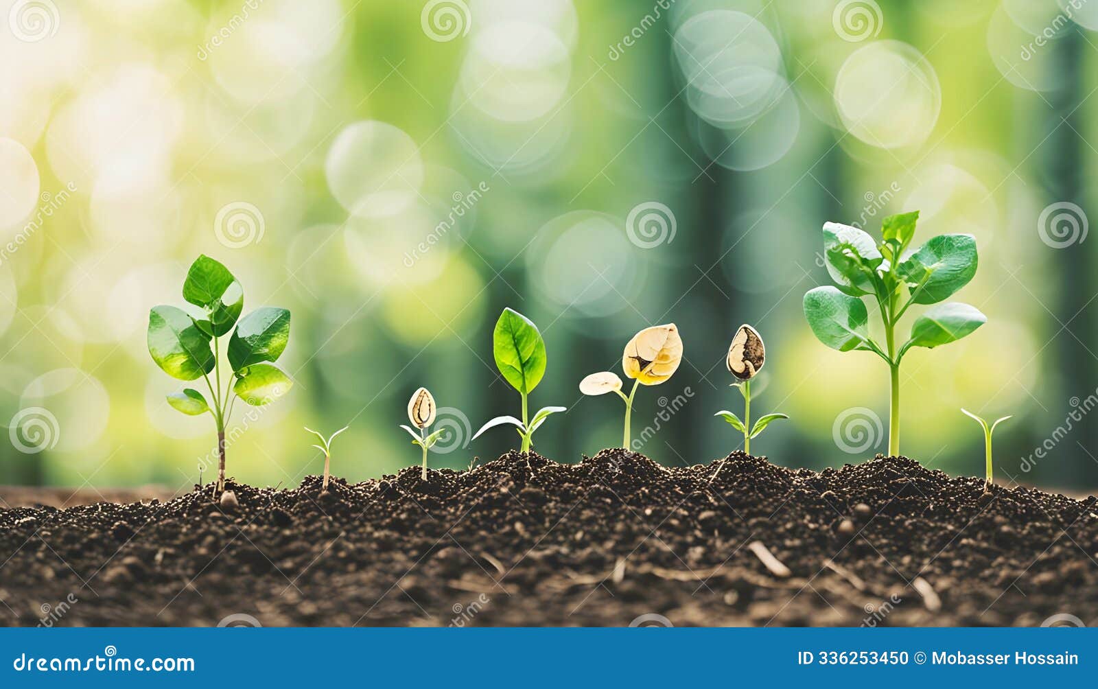 Sequence of Seeds Growing into Trees in Various Stages, Growth, Nature ...