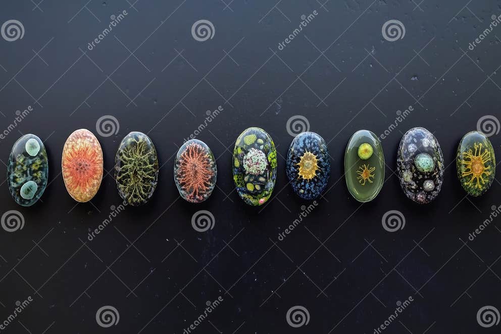 Evolutionary Sequence Showing Diverse Bacterial Forms on a Dark Surface ...