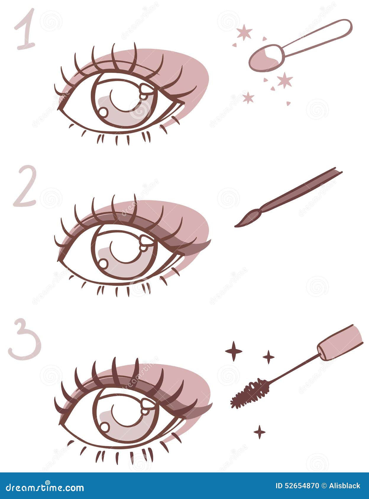 Sequence of Stages Eye Makeup Stock Photo - Image of eyeliner ...