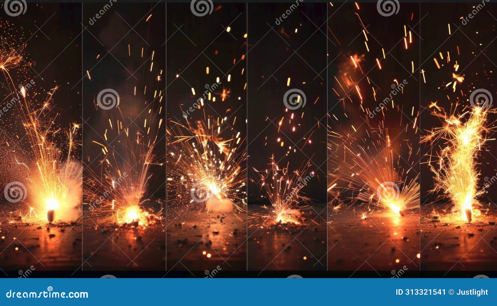 A Sequence of Still Images Capturing the Progression of Sparks from a ...