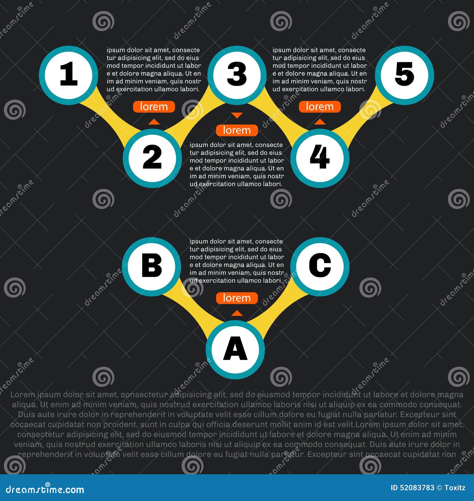 Sequence Template Infographics. Two Parts with Footnotes Stock Vector ...