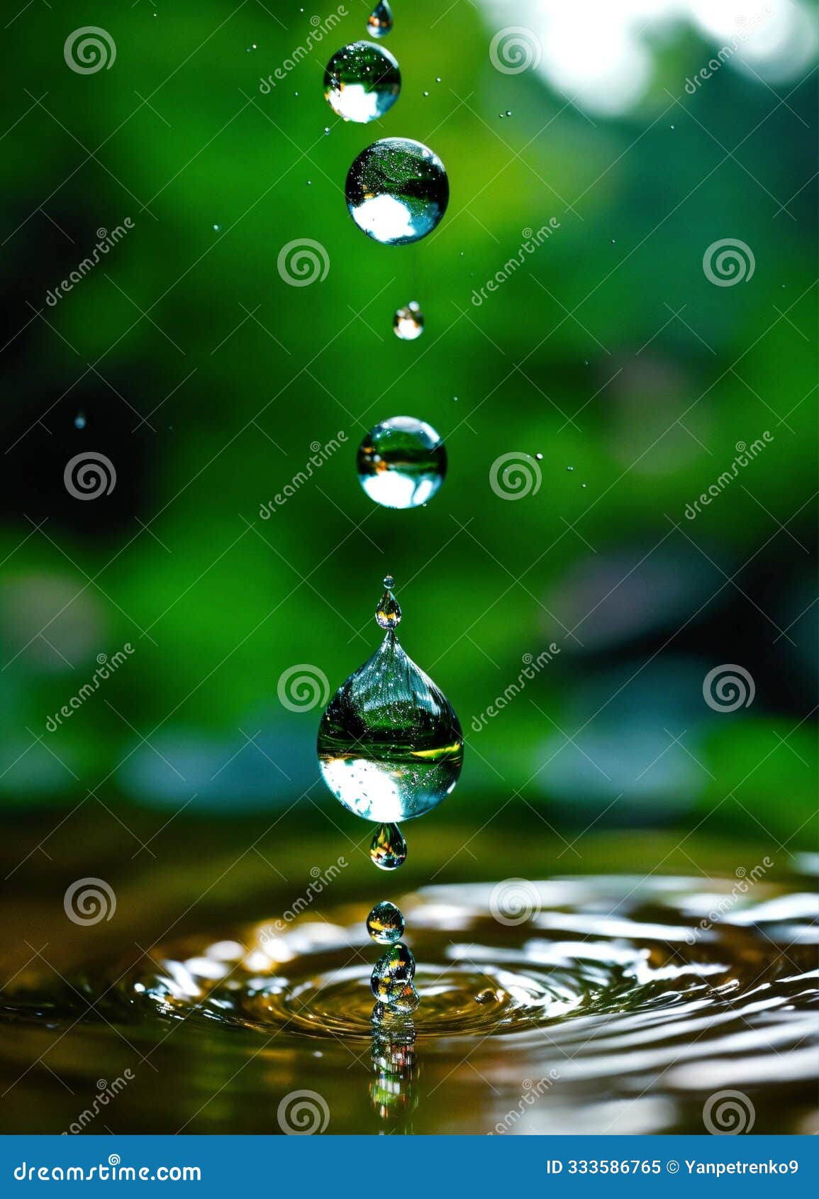 Sequential Falling Water Drops Creating Graceful Circles on the Water ...