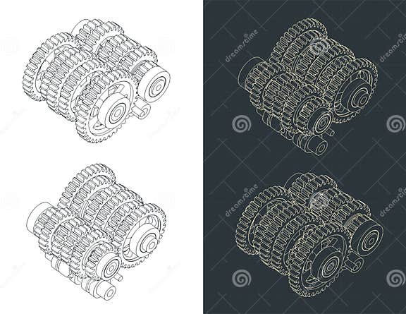 Sequential Transmission Isometric Blueprints Stock Vector ...