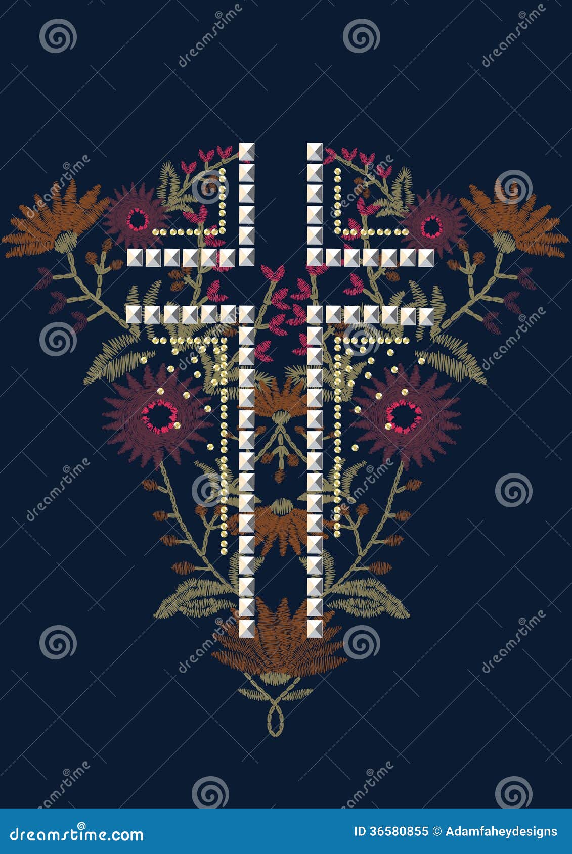 Sequin and Embroidery Cross Design Stock Vector - Illustration of ...