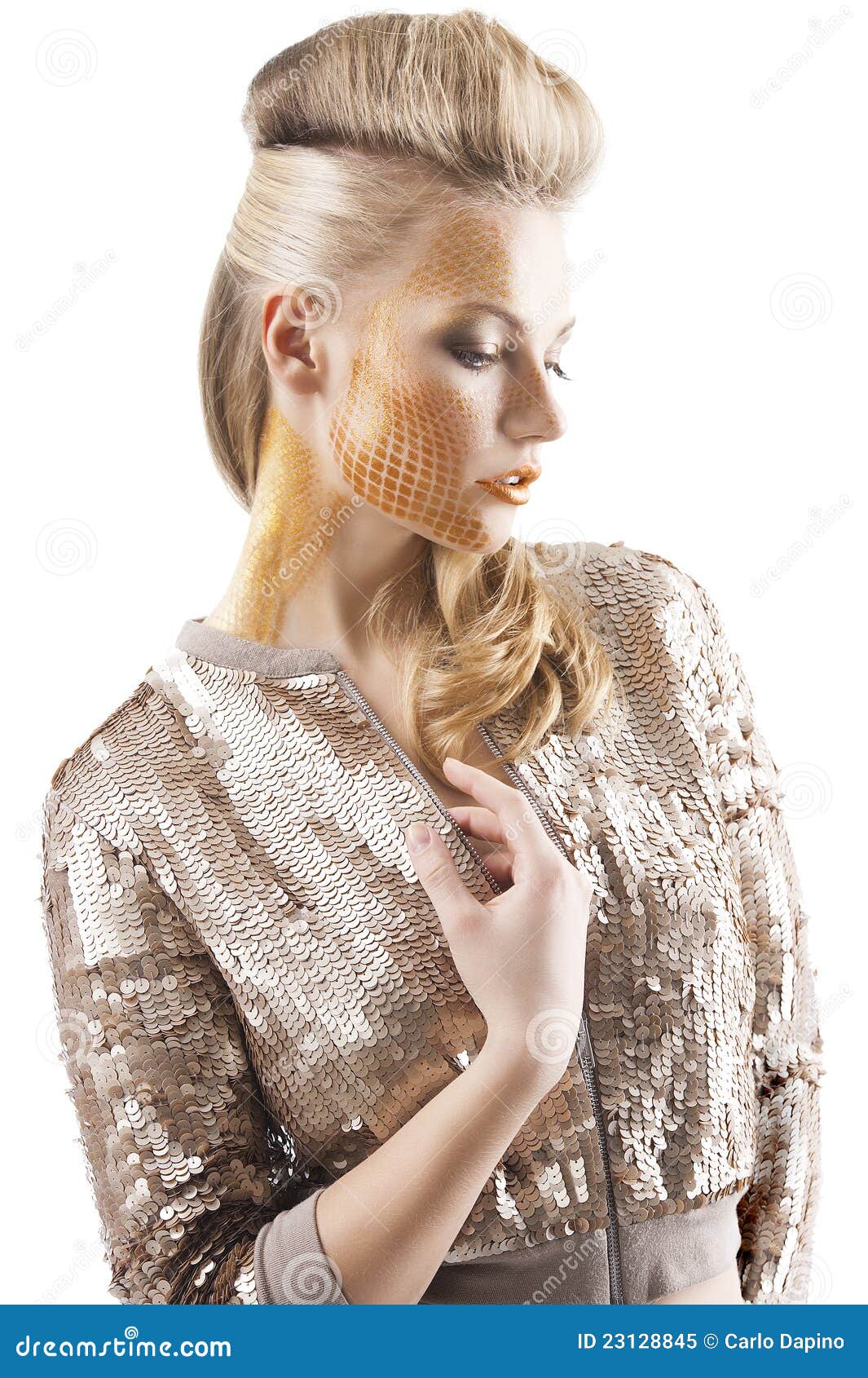 The Sequin Glittering Creative Make Up Girl, Stock Image - Image of ...