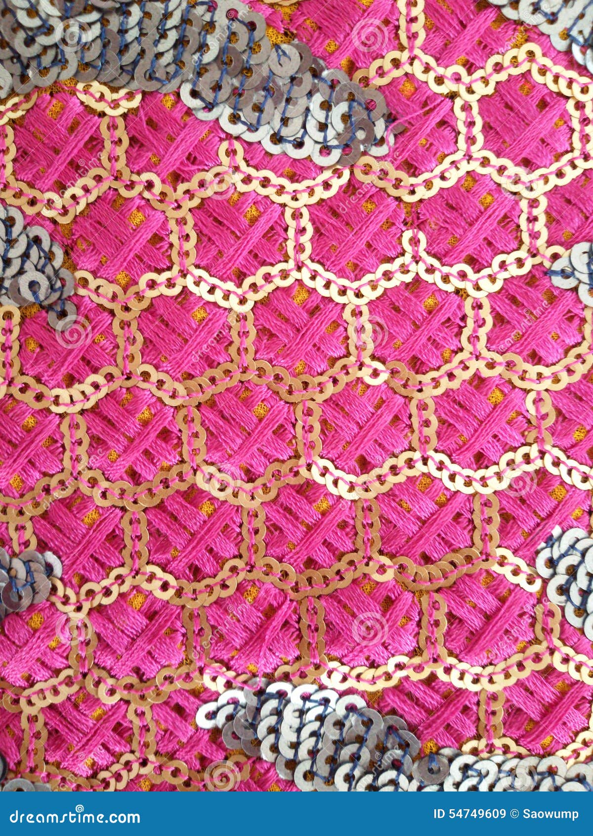 Sequin Indian Pattern Fabric Stock Image - Image of vintage, pink: 54749609