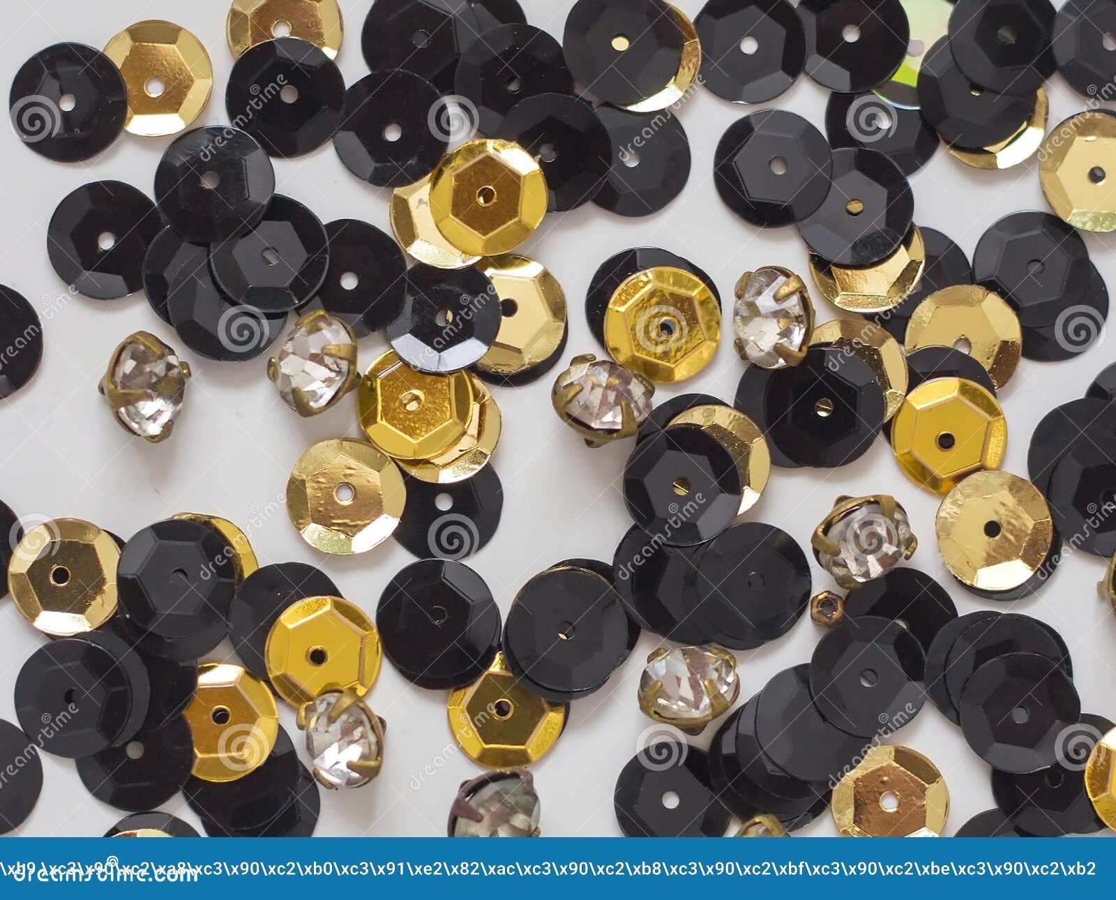 Sequins and Glass Buttons on a Light Background Stock Photo - Image of ...
