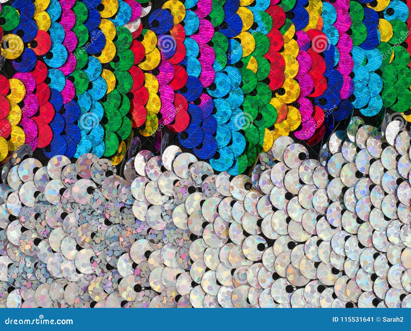 Sequins of Many Colours with White. Stock Image - Image of macro ...