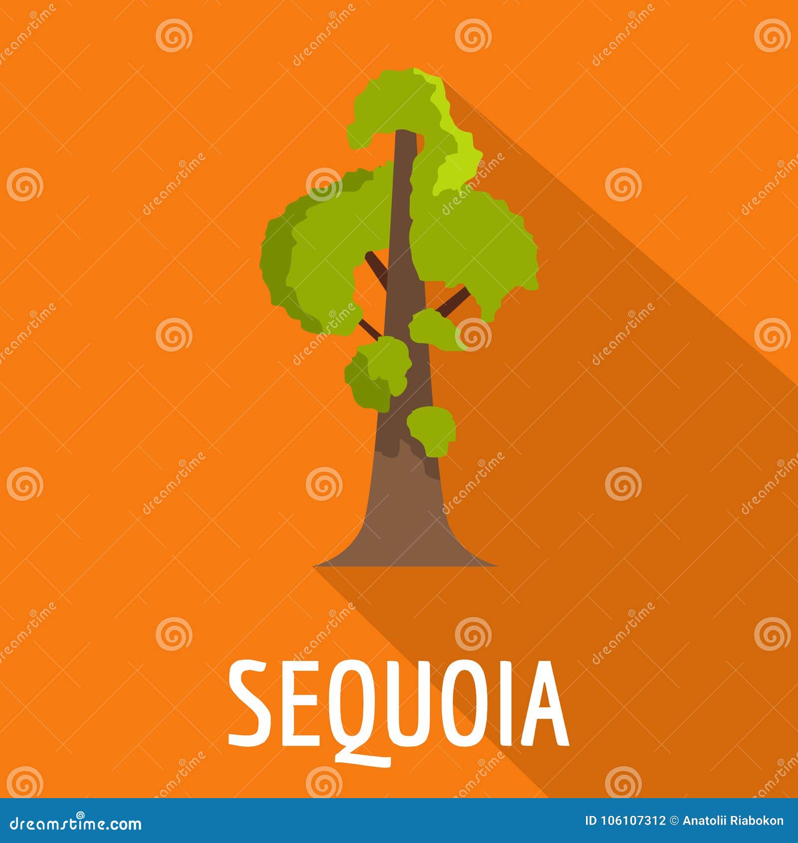 Sequoia icon, flat style stock vector. Illustration of giant - 106107312