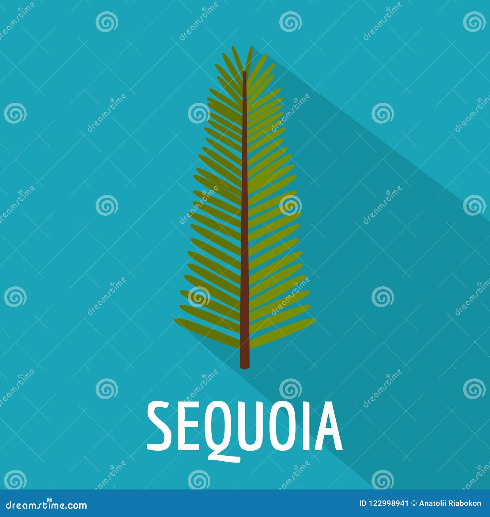 Sequoia Leaf Icon, Flat Style Stock Illustration - Illustration of ...