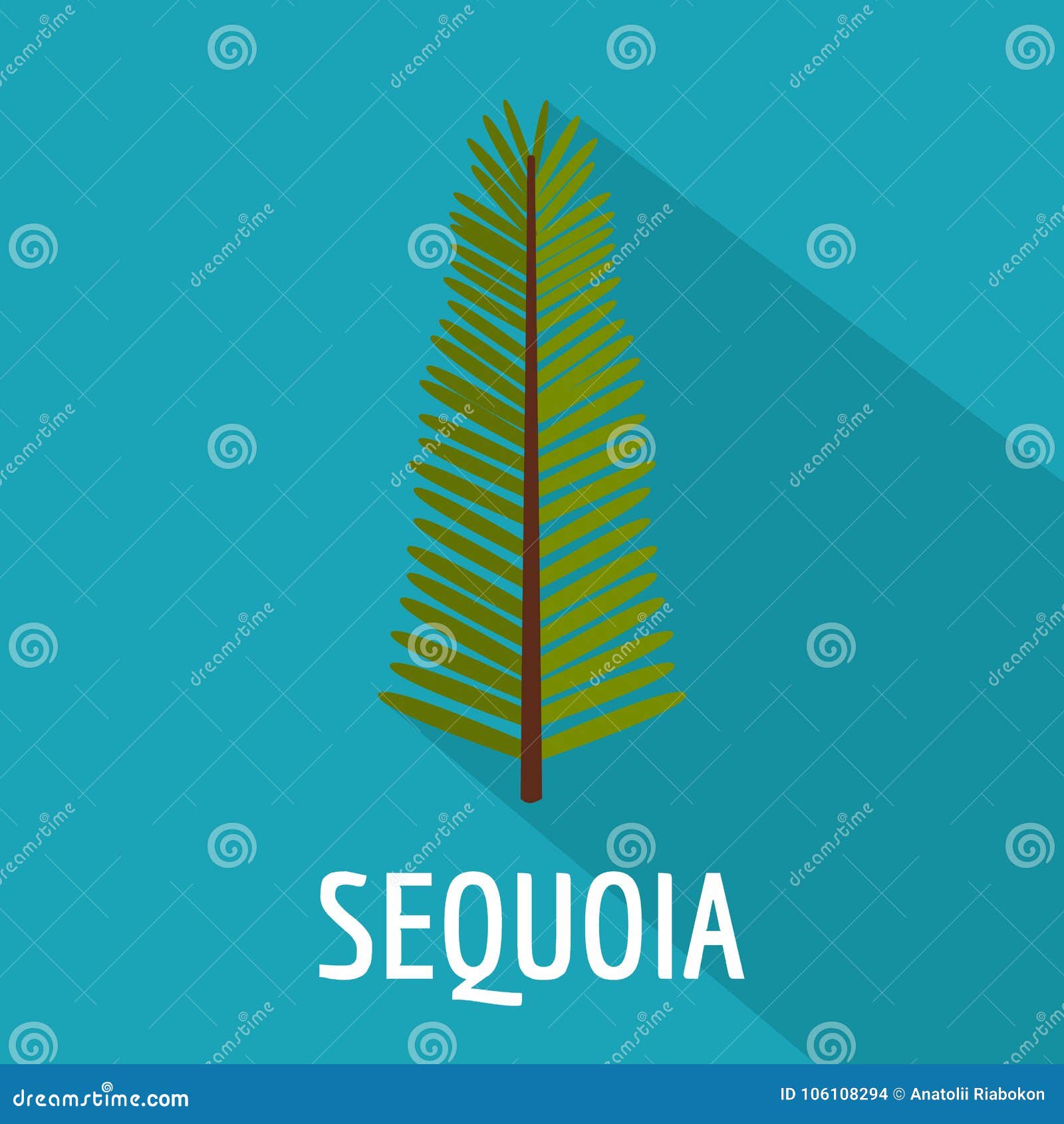Sequoia Leaf Icon, Flat Style Stock Vector - Illustration of color ...