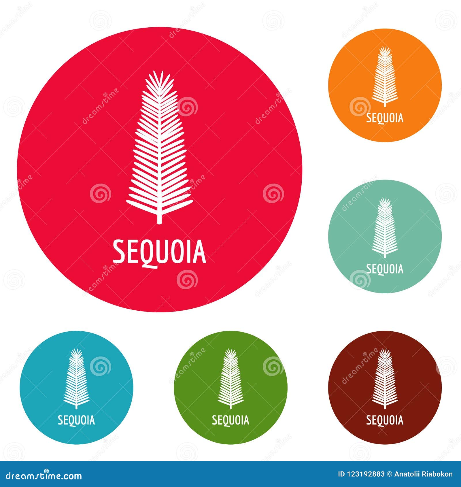 Sequoia Leaf Icons Circle Set Stock Illustration - Illustration of ...