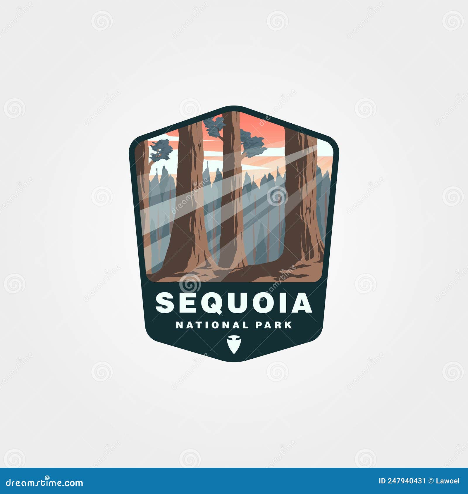 Sequoia National Park Vector Patch Design, Giant Tree Logo Design ...