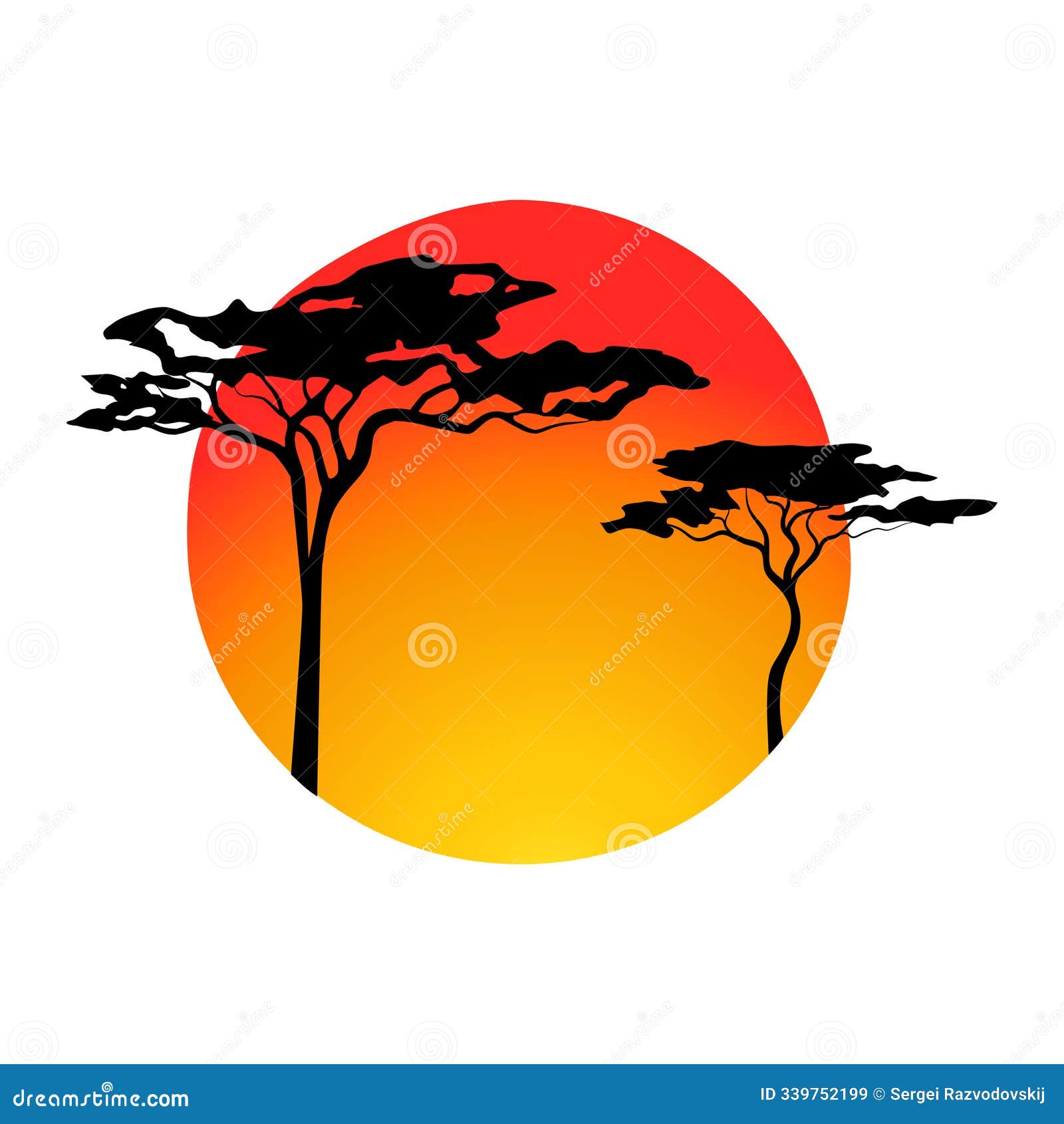 Sequoia Tree Over the Sunset 2 Stock Illustration - Illustration of ...