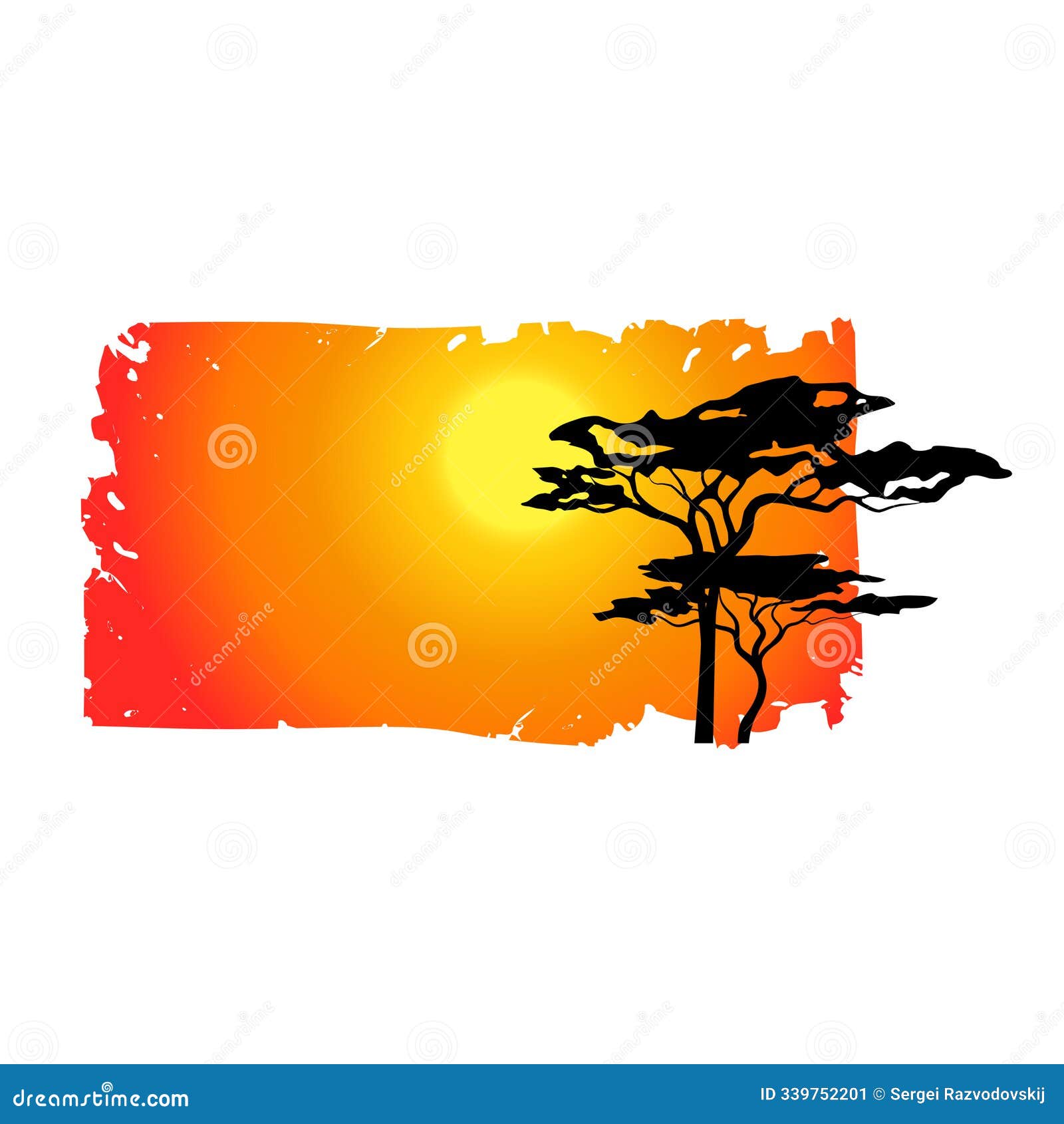 Sequoia Tree Over the Sunset Stock Illustration - Illustration of flora ...