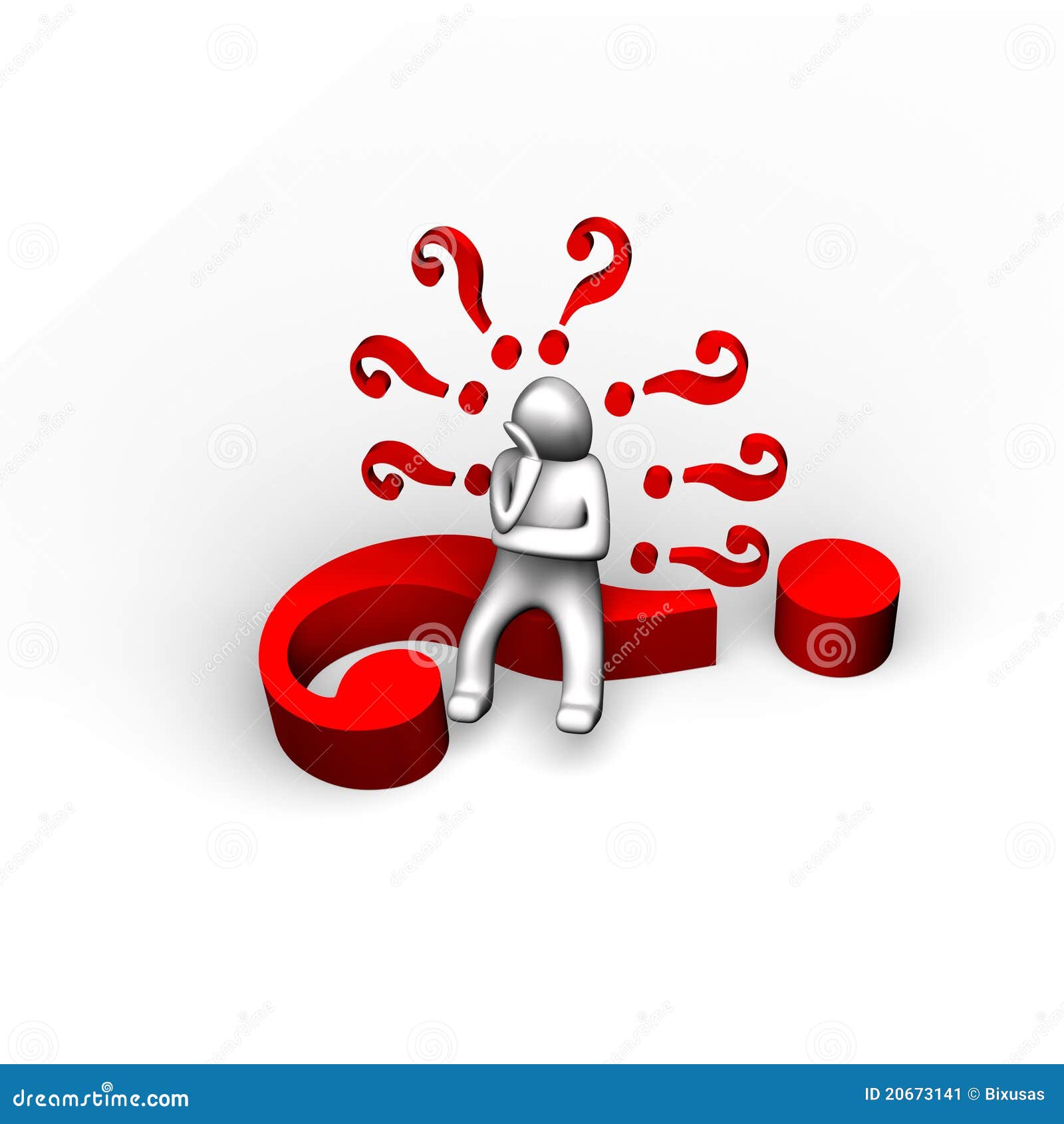 Ser Humano 3d Con Signos De Interrogaciones De Los Rojos Stock de ...