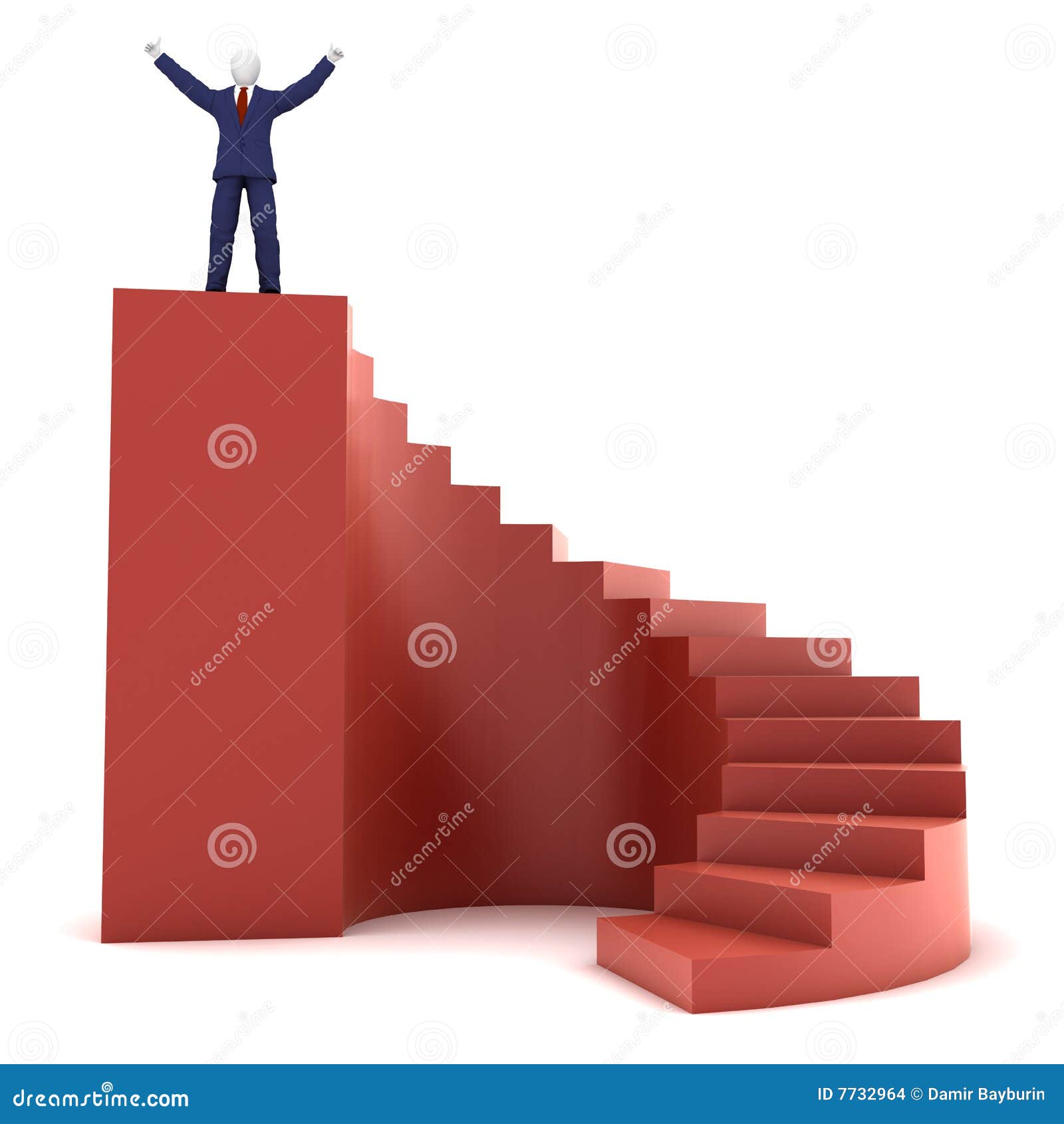 Ser Humano 3d Em Escadas Do Sucesso Ilustração Stock - Ilustração de ...