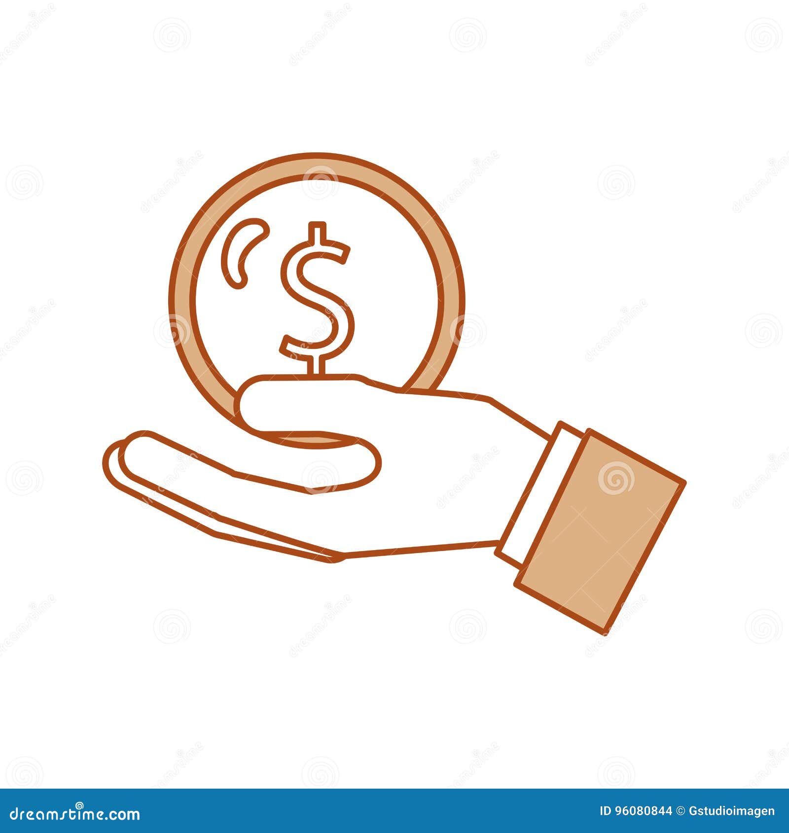 Ser Humano De La Mano Con El Dinero De La Moneda Ilustración del Vector ...